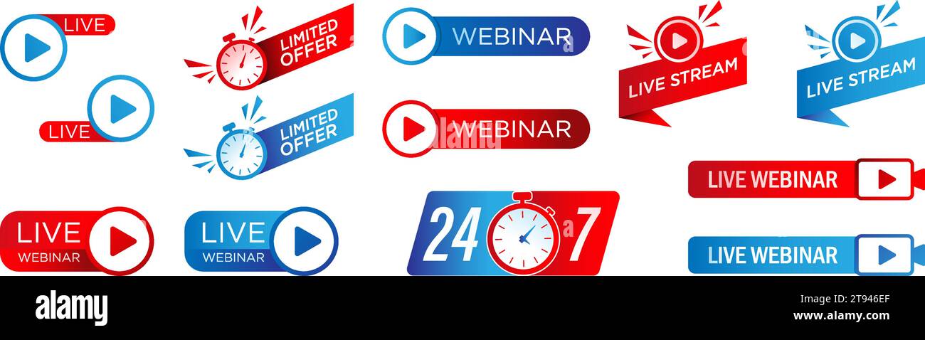 Stream icons set. Broadcast buttons set. Vector illustration Stock ...