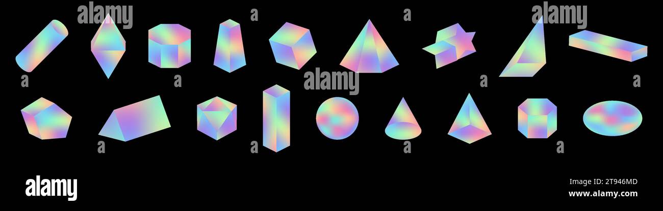 Holographic geometric shapes. Abstract geometric elements. Vector ...
