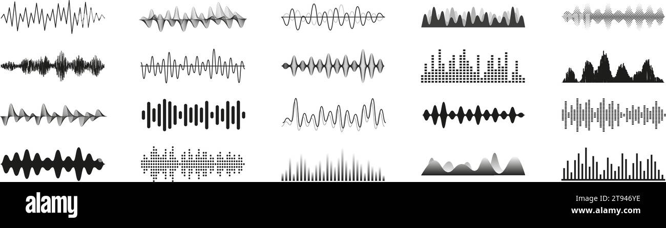 Sound waves set. Audio waveform collection. Vector illustration Stock ...