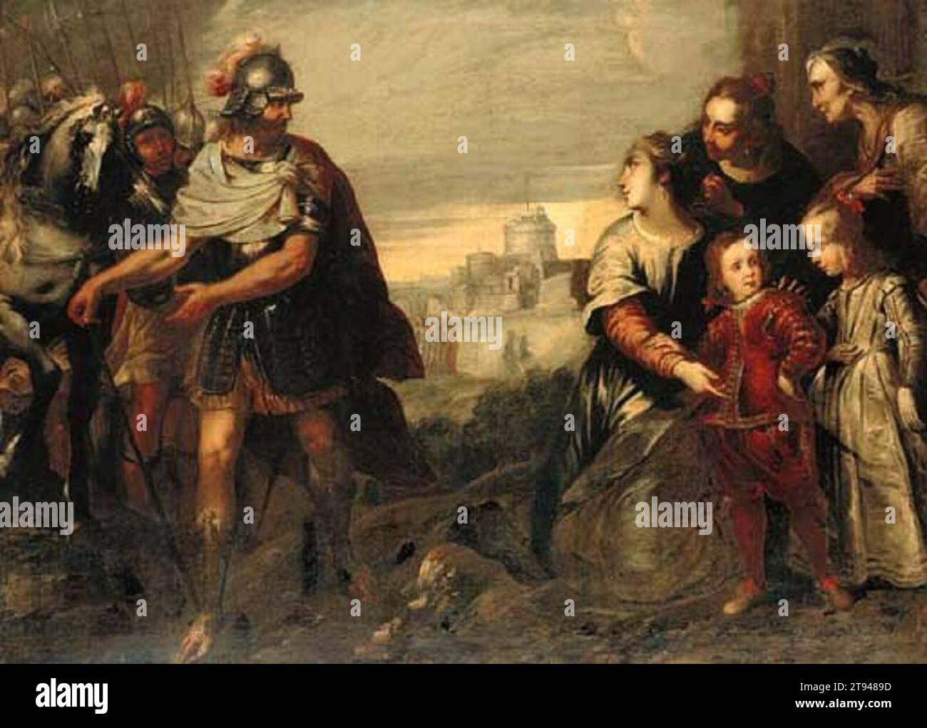 Volumnia with Sons before Coriolanus - by Bartolomeo Biscaino Stock ...