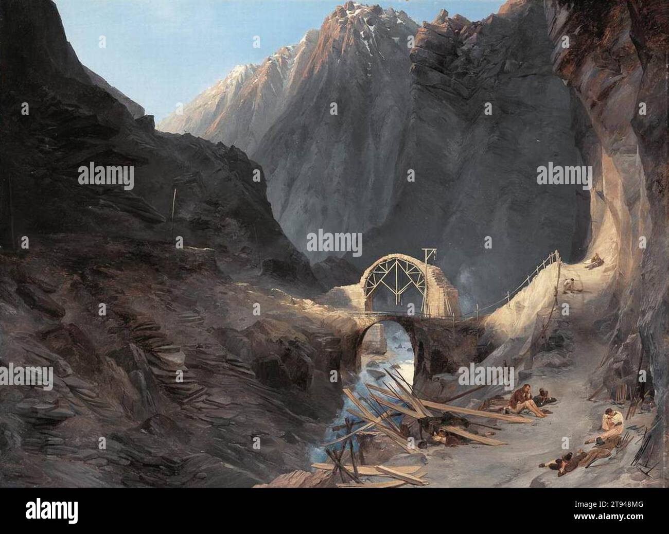 Building the Devil's Bridge 1833 by Karl Blechen Stock Photo - Alamy