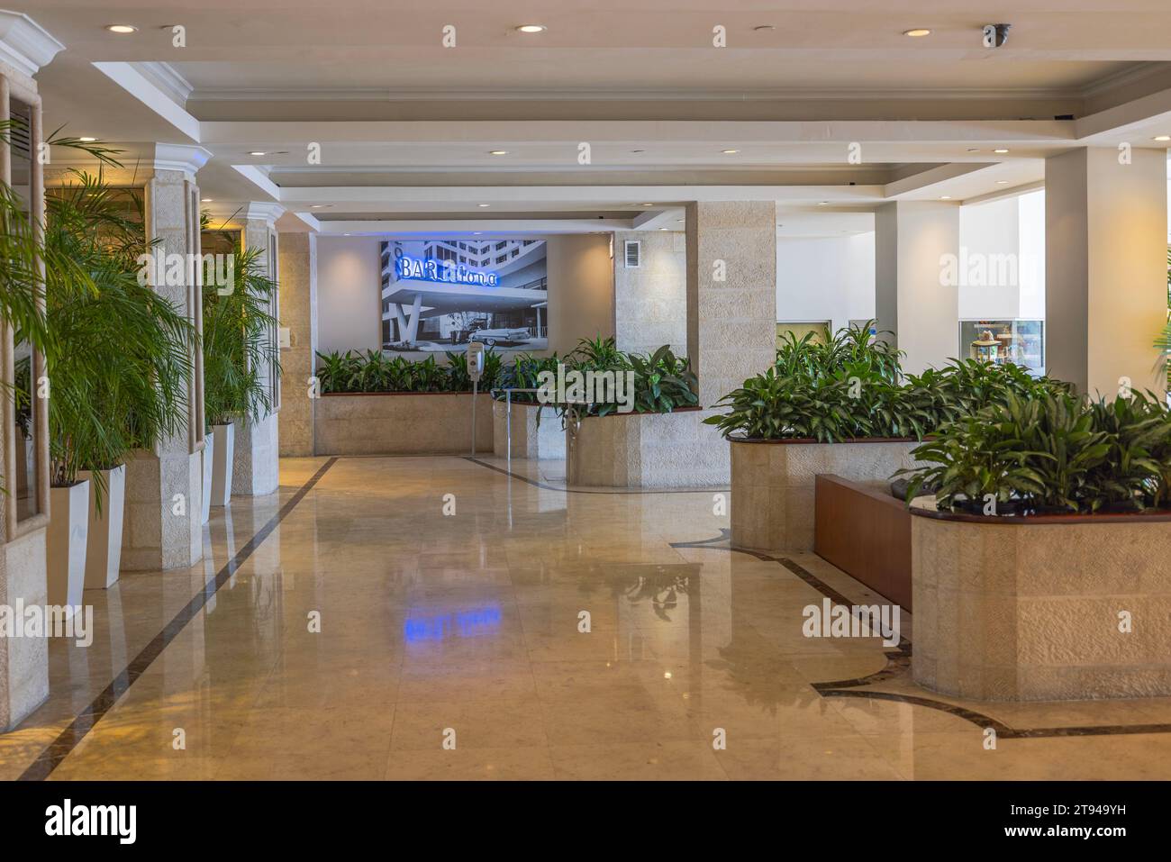Beautiful interior of Radisson Resort with beige marble flooring and ...