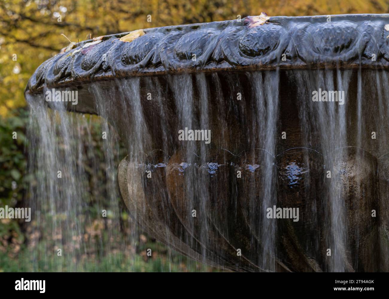 Rushing Water Sprays Falling Forcefully from The tiered water fountain ...