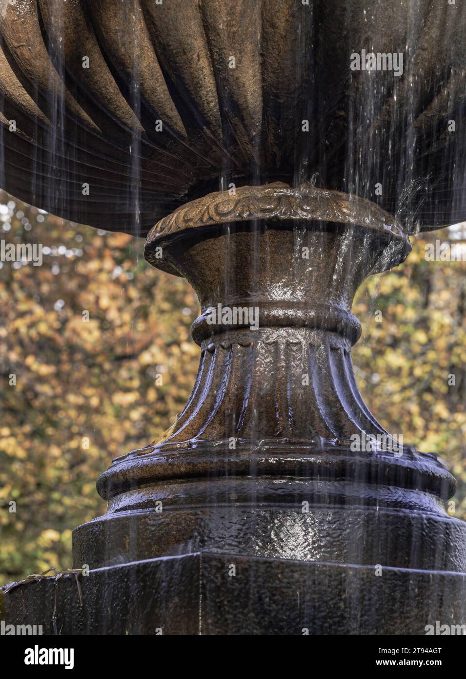 Detail of The tiered water fountain statues in Regent’s park. which ...