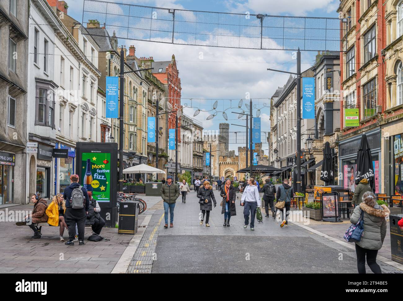 Shops on High Street, Cardiff, Wales, UK Stock Photo - Alamy