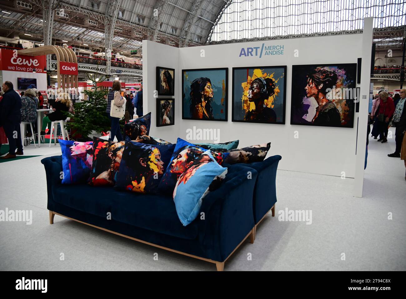 London, UK, 22th November 2023. Art/merchandise stall at the opening ...