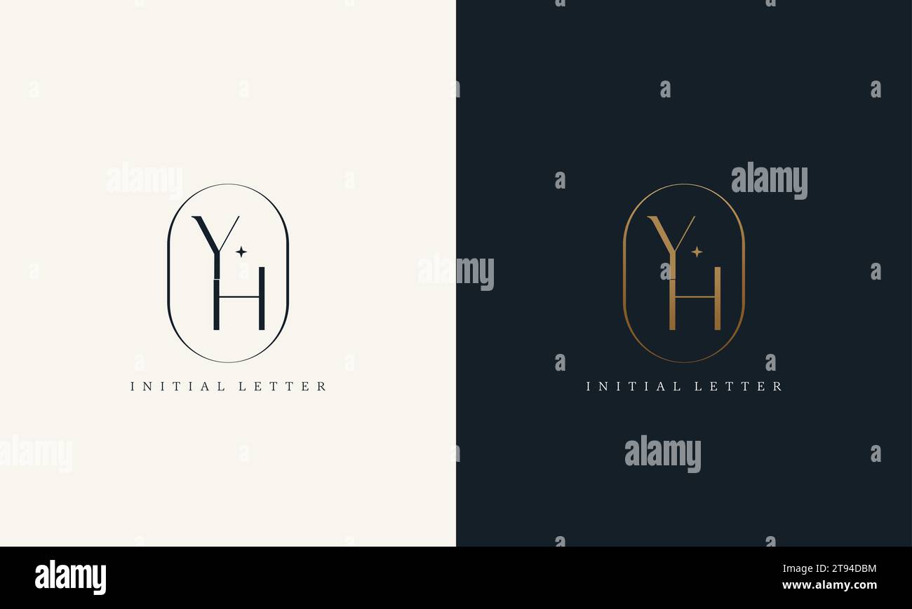 premium YH logo monogram with gold circle frame. luxury initials design ...