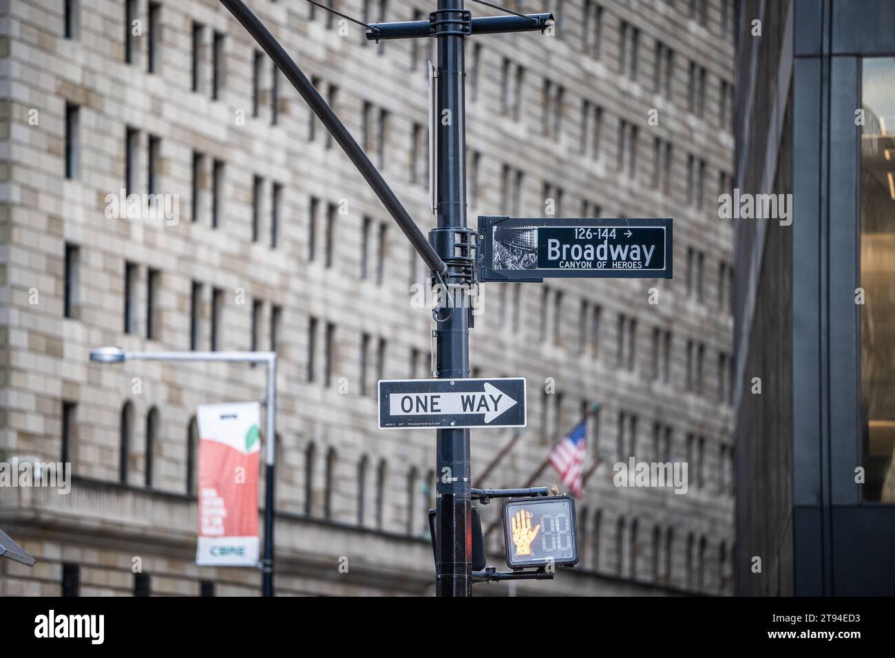 Broadway and One Way traffic sign Stock Photo - Alamy