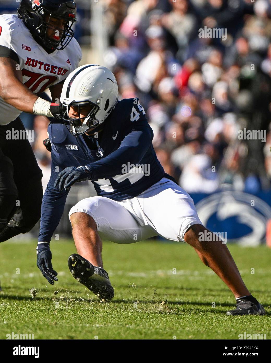 Penn State defensive end Chop Robinson (44) pass rushes against Rutgers ...