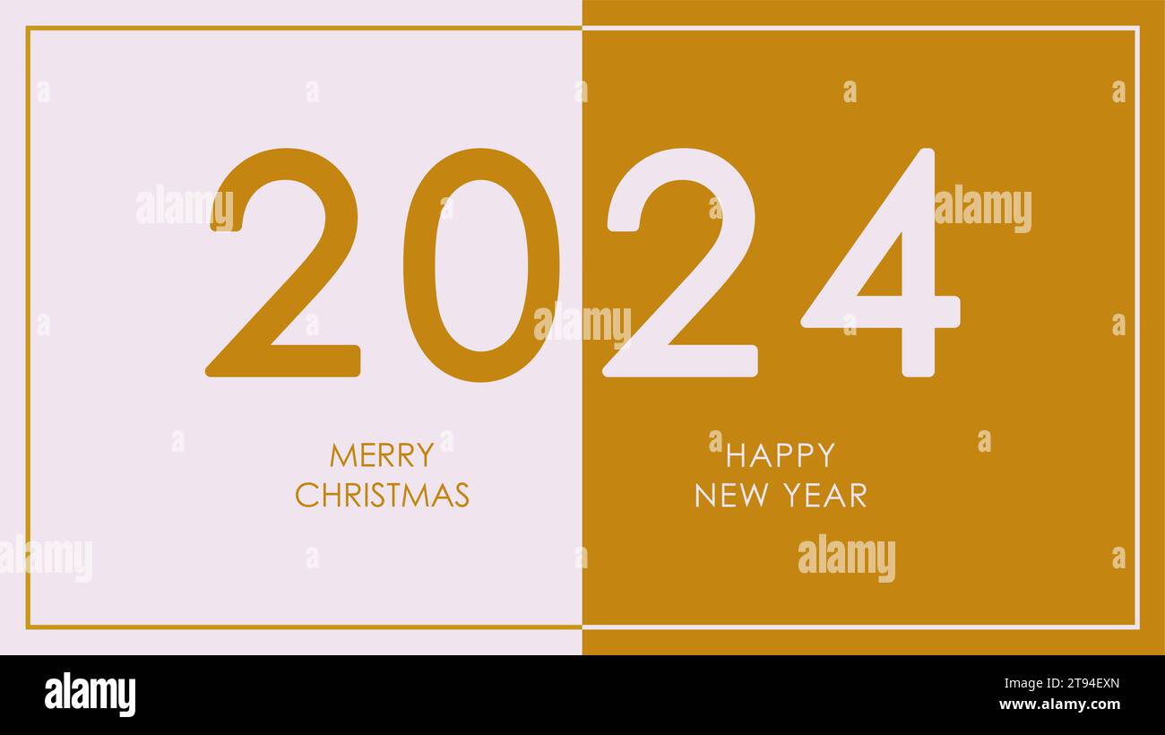 Merry Christmas and Happy New Year 2024. Festive design with numbers ...