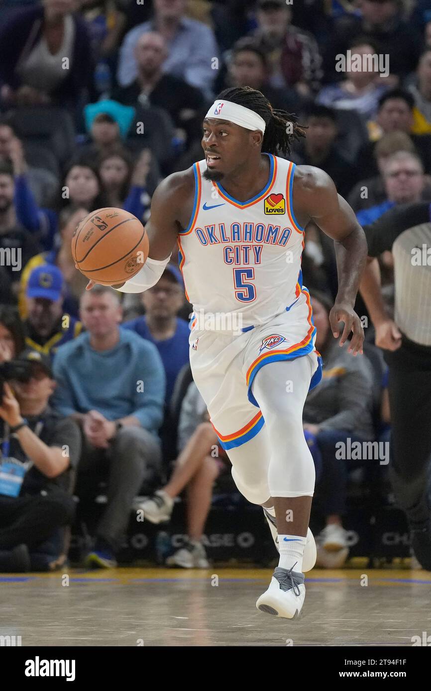 Oklahoma City Thunder guard Luguentz Dort (5) during an NBA basketball ...