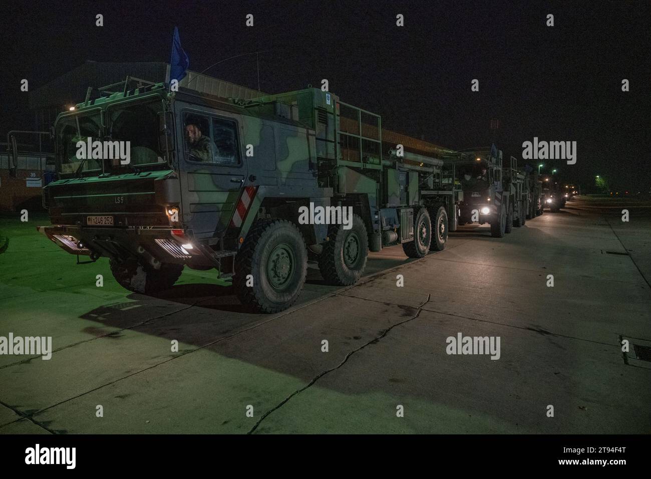 Torgelow, Germany. 22nd Nov, 2023. Vehicles with Patriot air defense ...