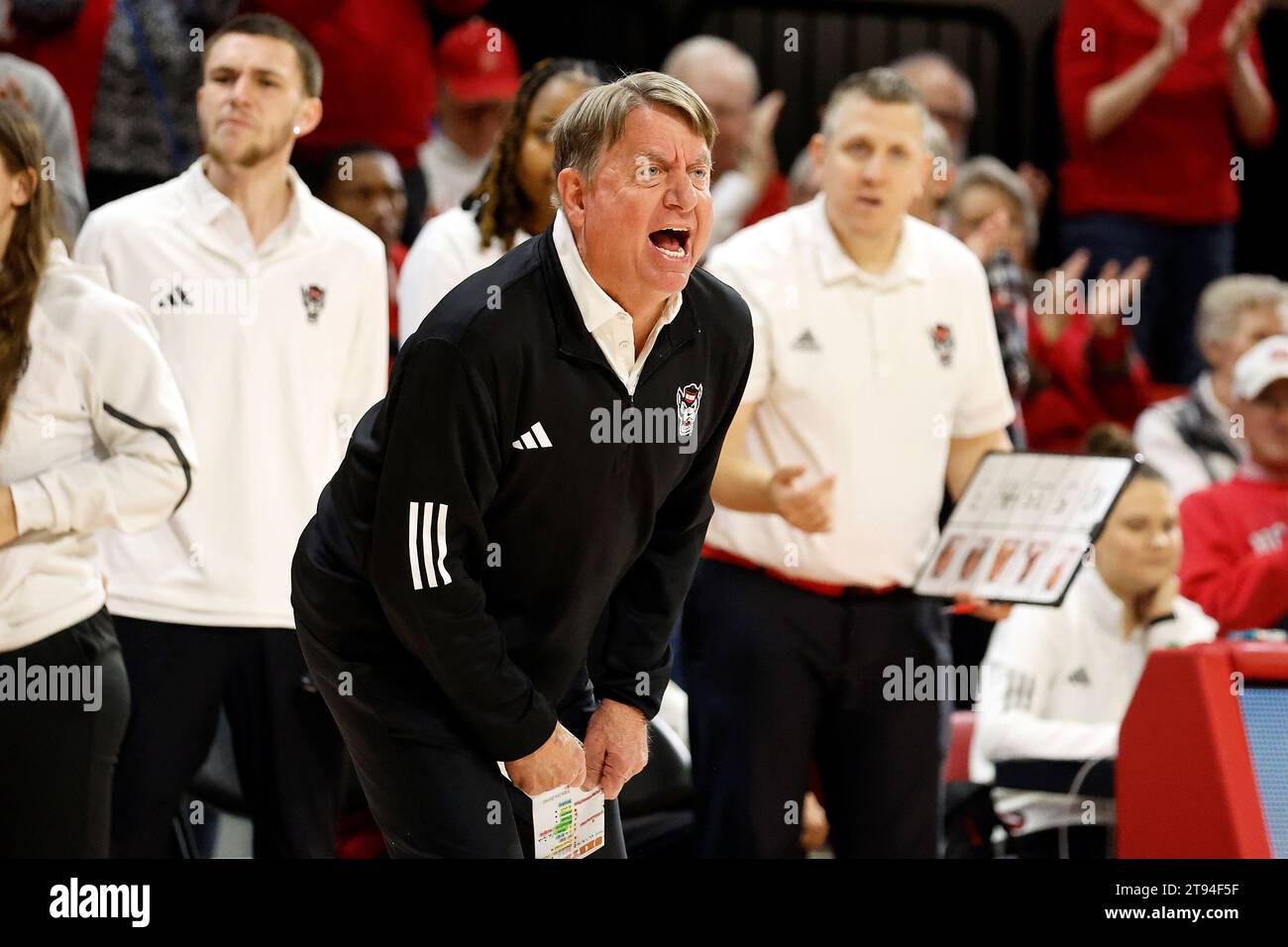 North Carolina State head coach Wes Moore watches from the sideline ...