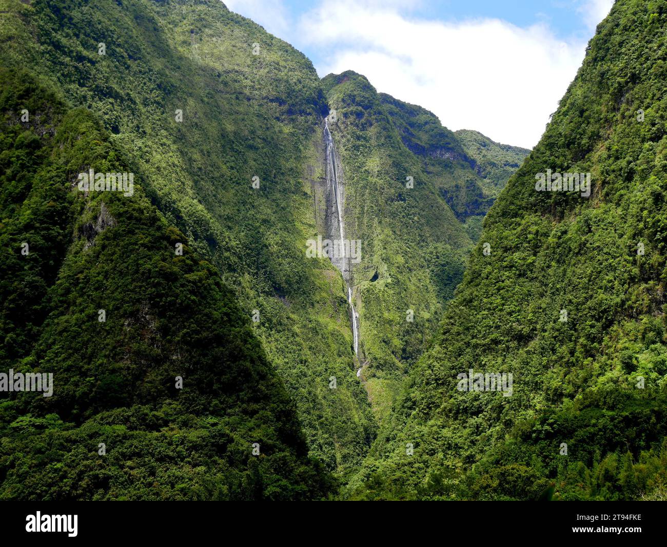 Cascade Blanche, third tallest waterfall of France in Salazie, Reunion ...