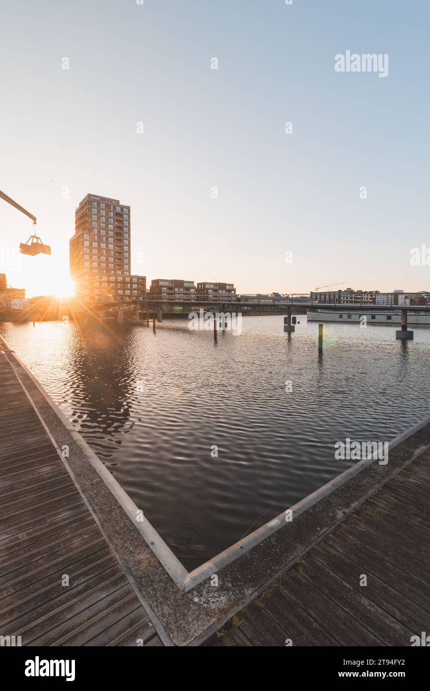 Industrial part of Ghent in the Dampoort district during sunset ...