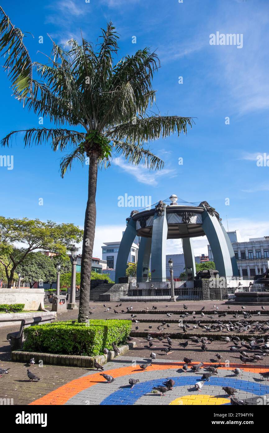 Gardens and monument in the Central Park of the city of San Jose ...