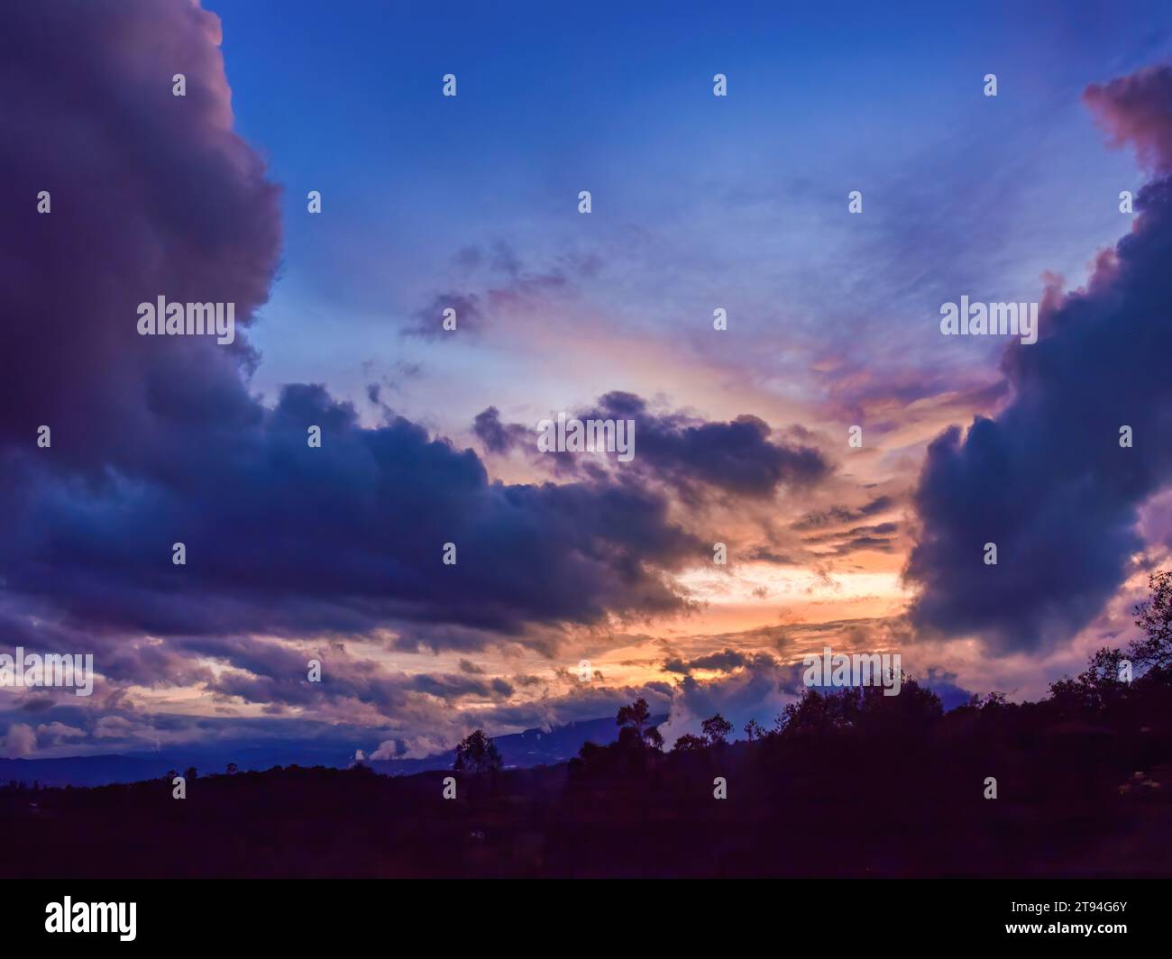 The beautiful colors of the afterglow and different kinds of clouds, in ...