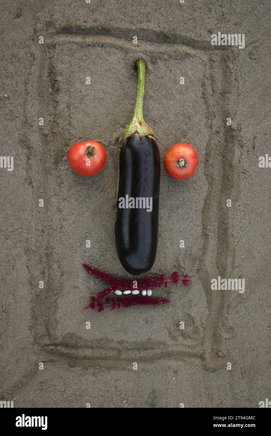 Picture of an old Ukrainian artist, created in his subsistence garden ...