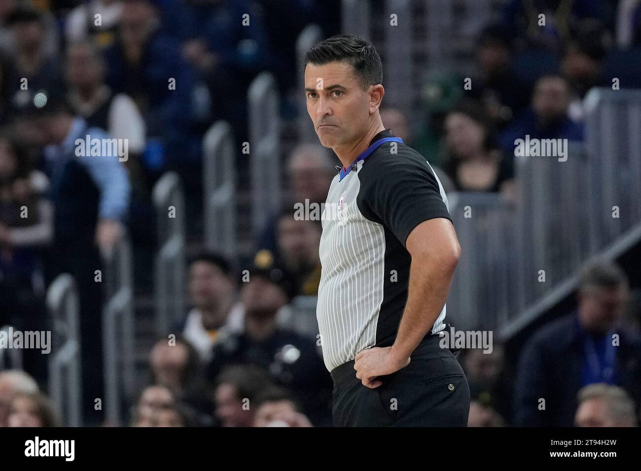 Referee Zach Zarba during an NBA basketball game between the Golden ...