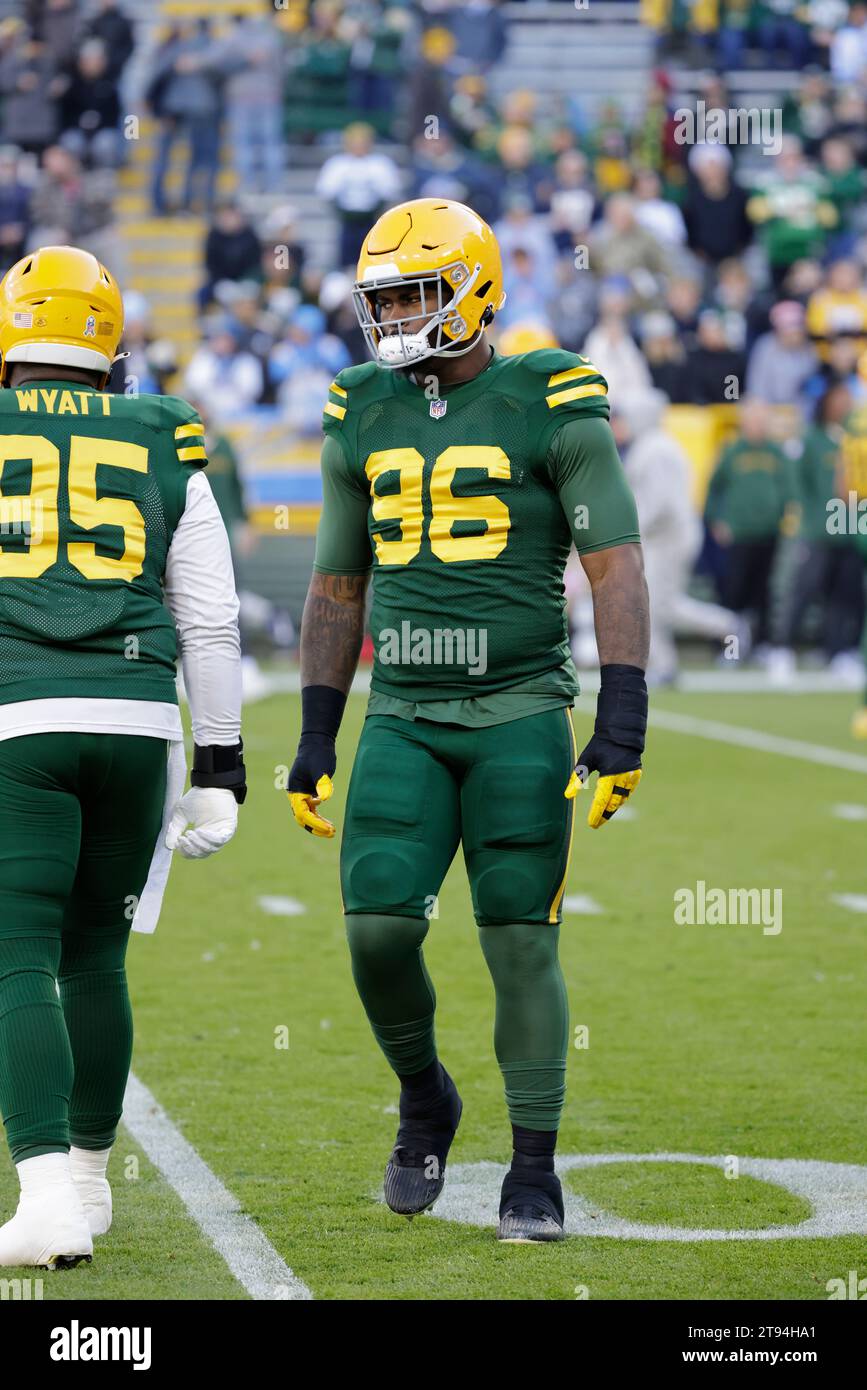 Green Bay Packers defensive tackle Colby Wooden during an NFL football ...