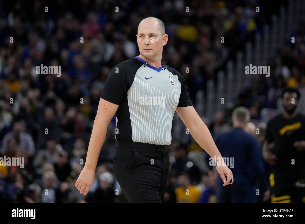 Referee Marat Kogut during an NBA basketball game between the Golden ...