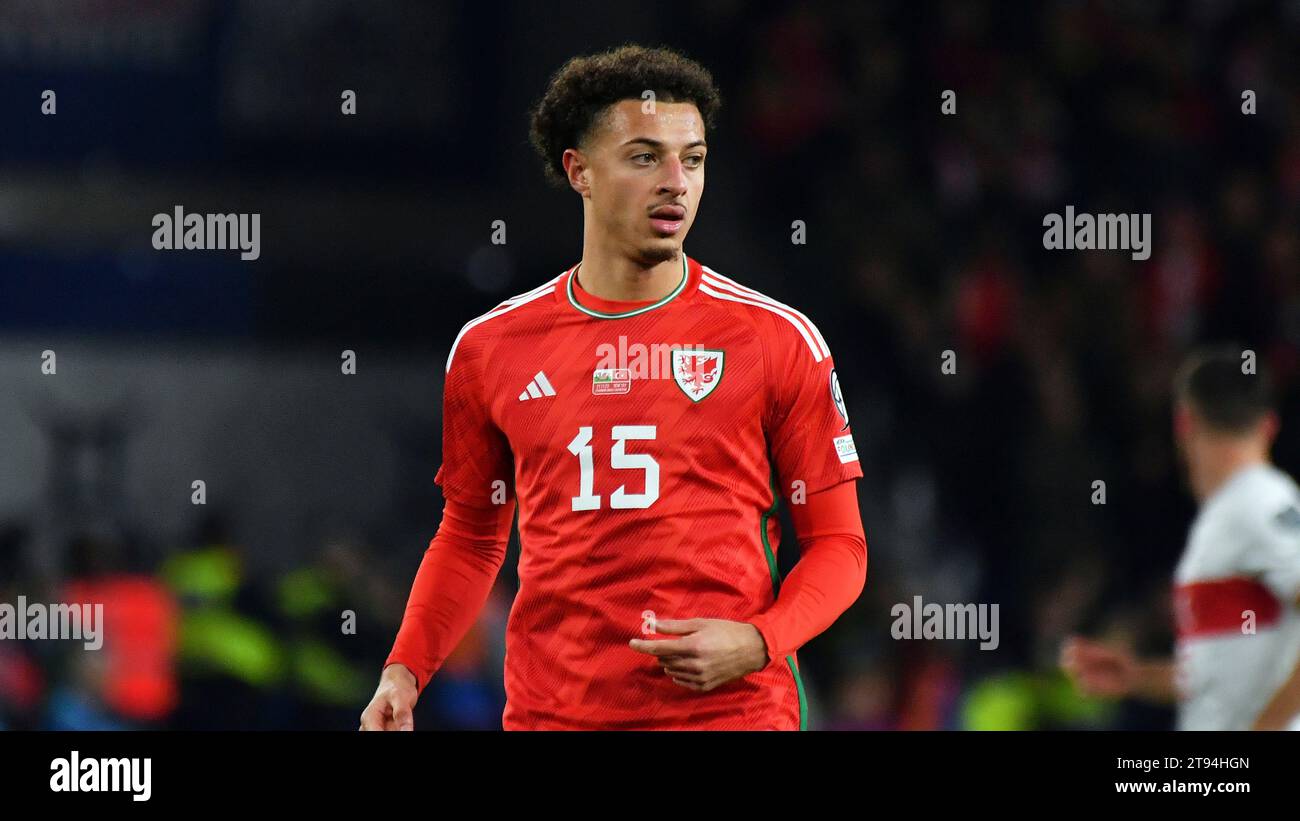 Wales Ethan Ampadu during the Euro 2024 group D qualifying soccer match ...