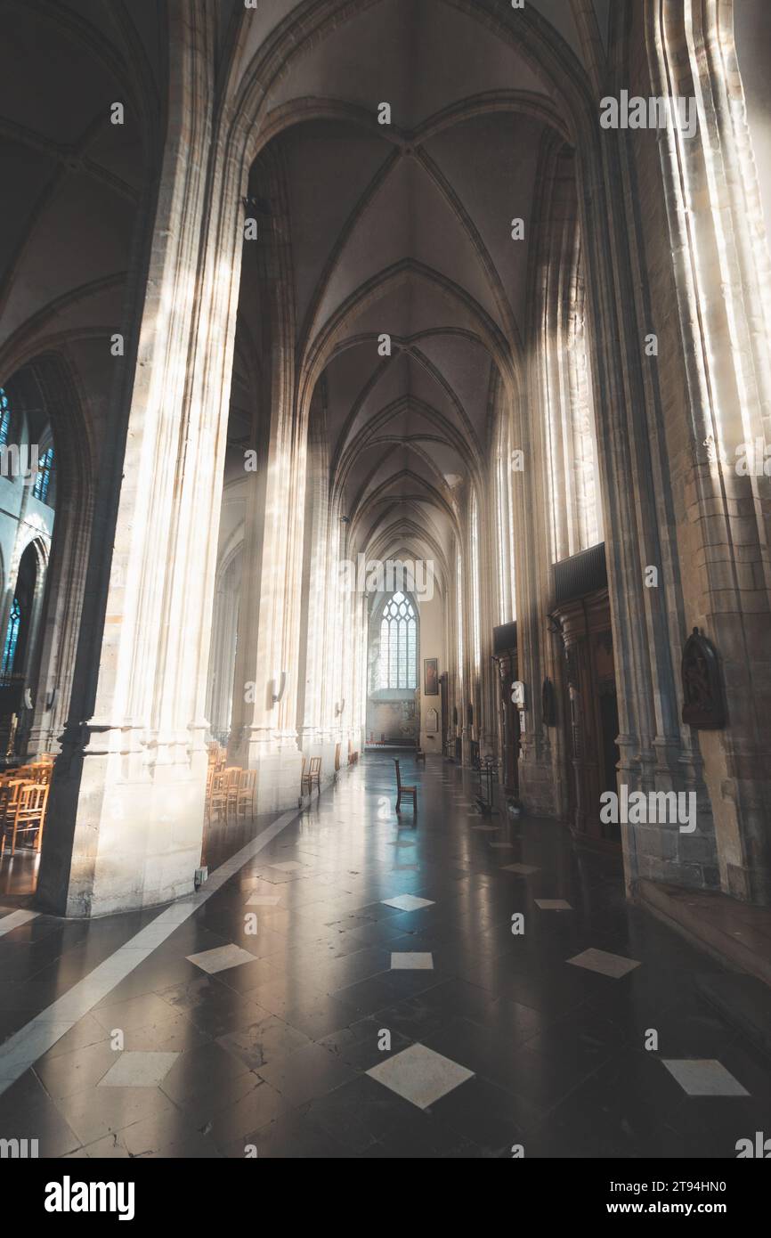 Interior of the Church of Saint-Éloi, Dunkirk illuminated by the rays ...