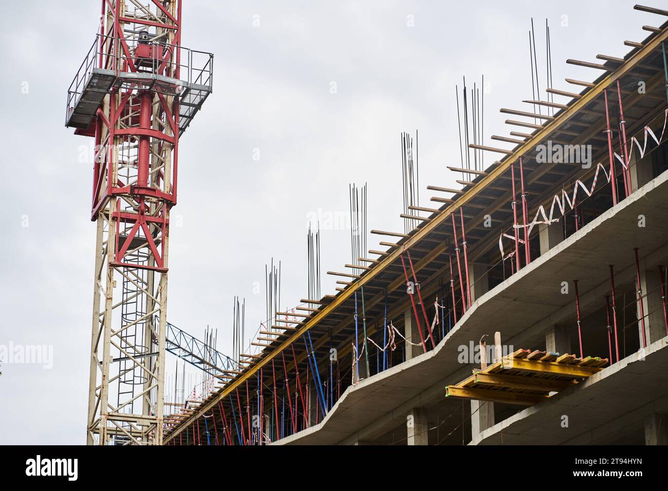 Construction of residential buildings. View of the construction of ...