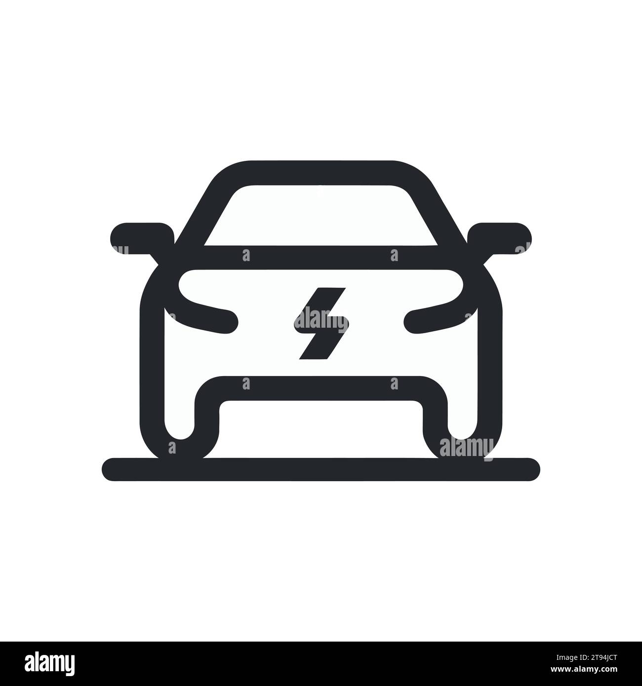 electric car linear icon with plug and lightning isolated. Vector ...