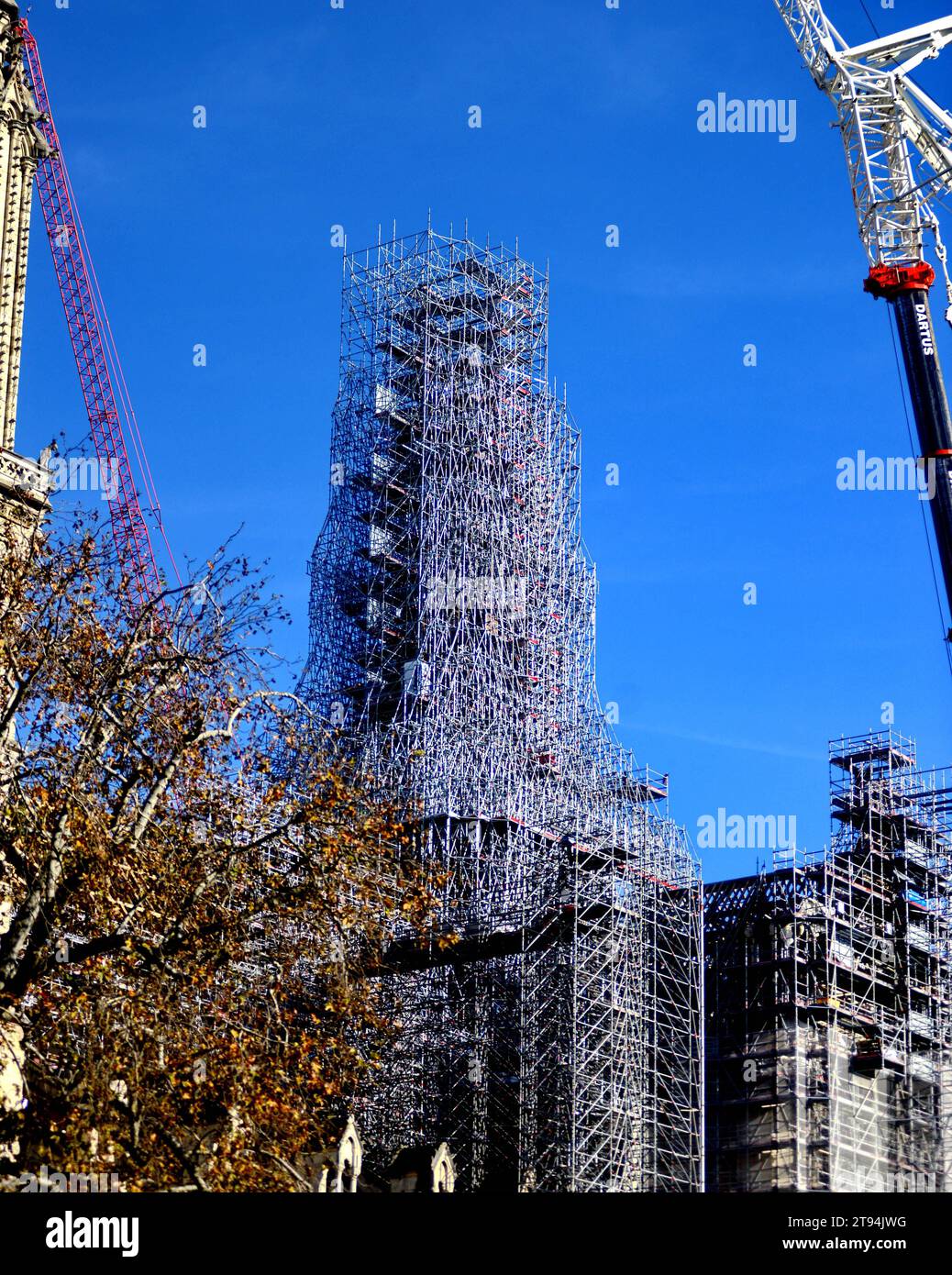 Work at the Cathedral Notre-Dame de Paris for the restoration of the ...