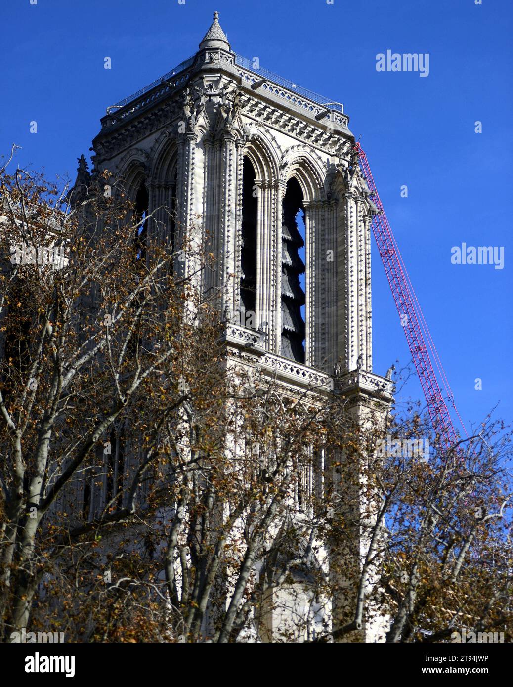 Work at the Cathedral Notre-Dame de Paris for the restoration of the ...