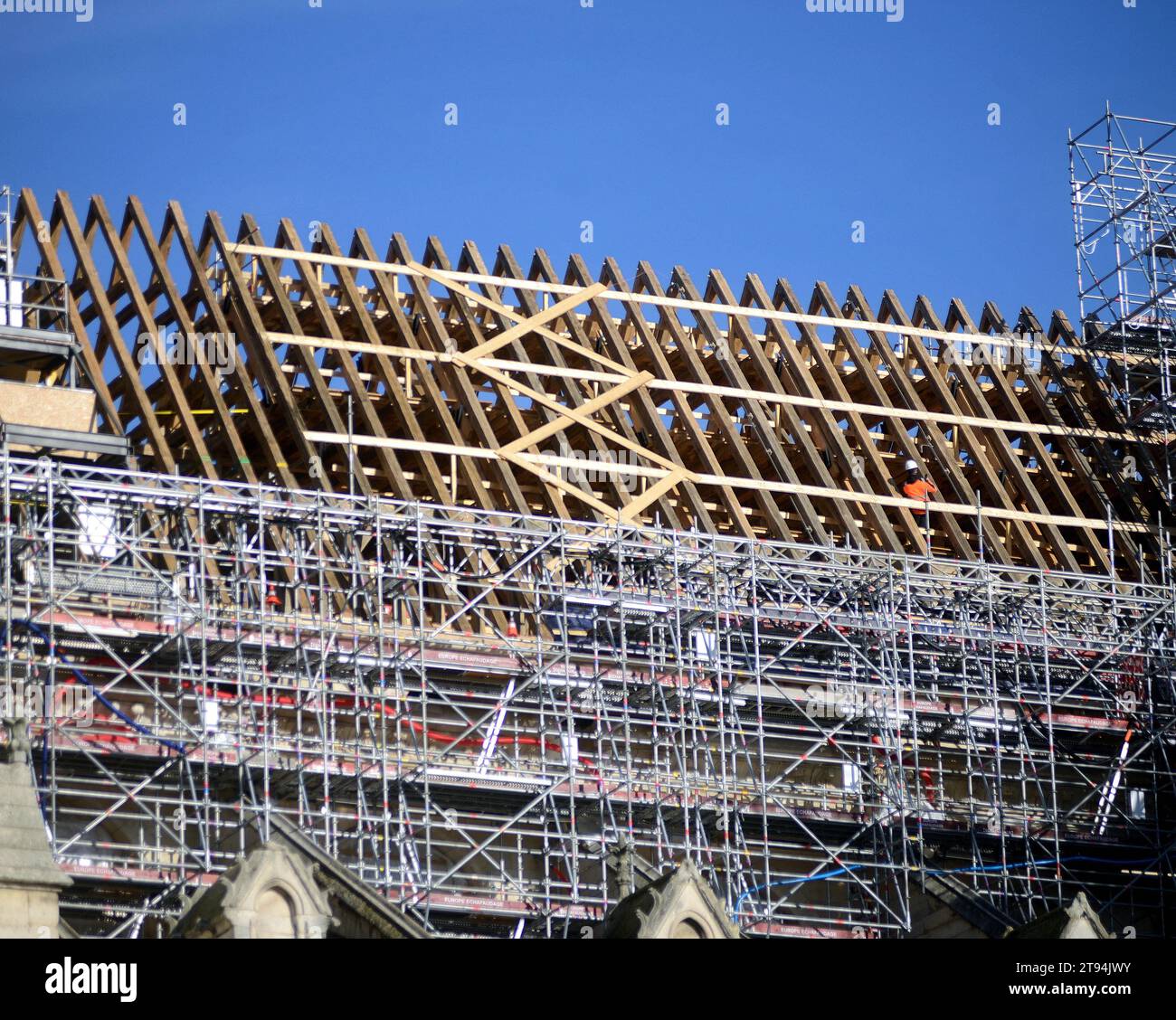Work at the Cathedral Notre-Dame de Paris for the restoration of the ...