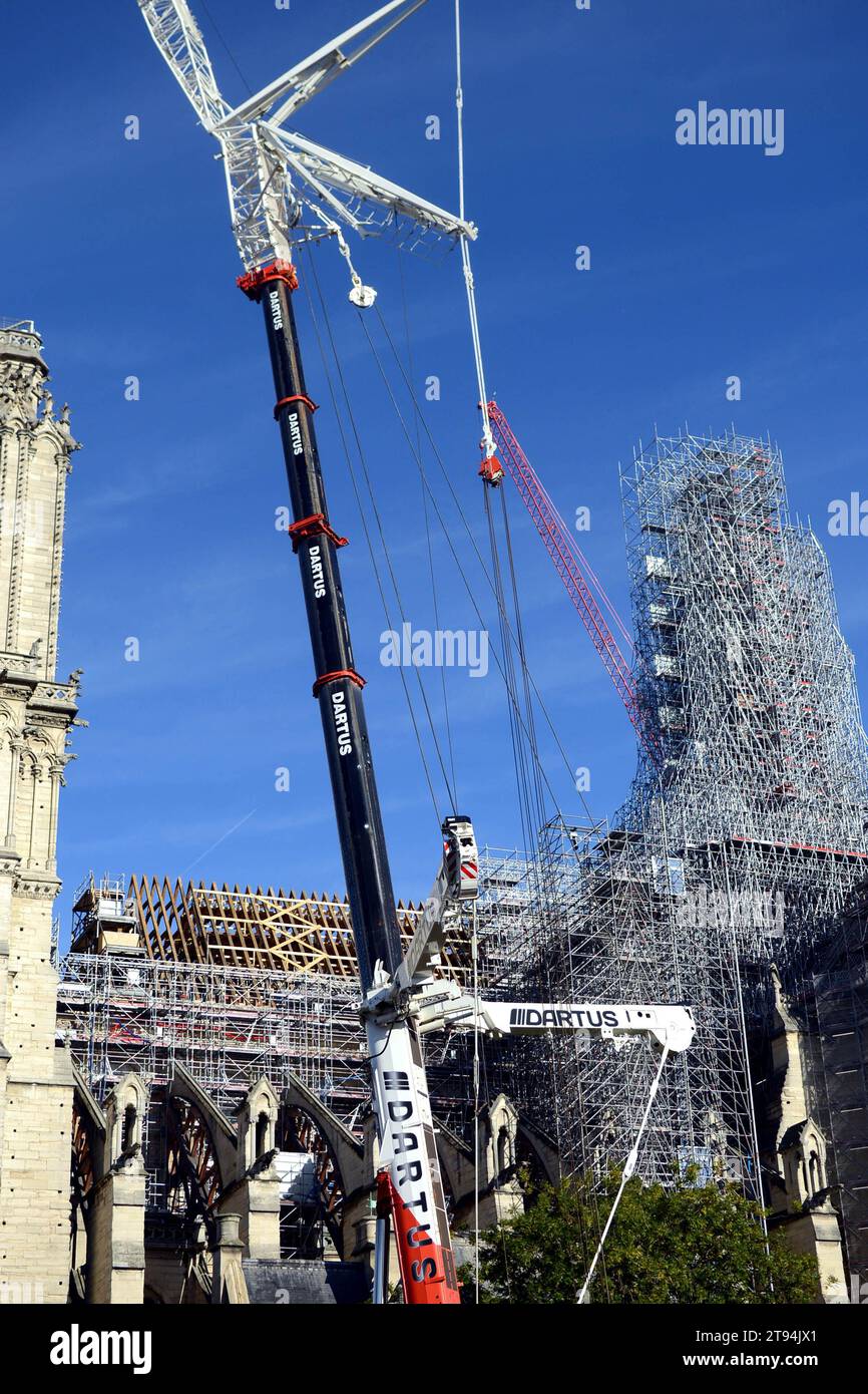 Work at the Cathedral Notre-Dame de Paris for the restoration of the ...