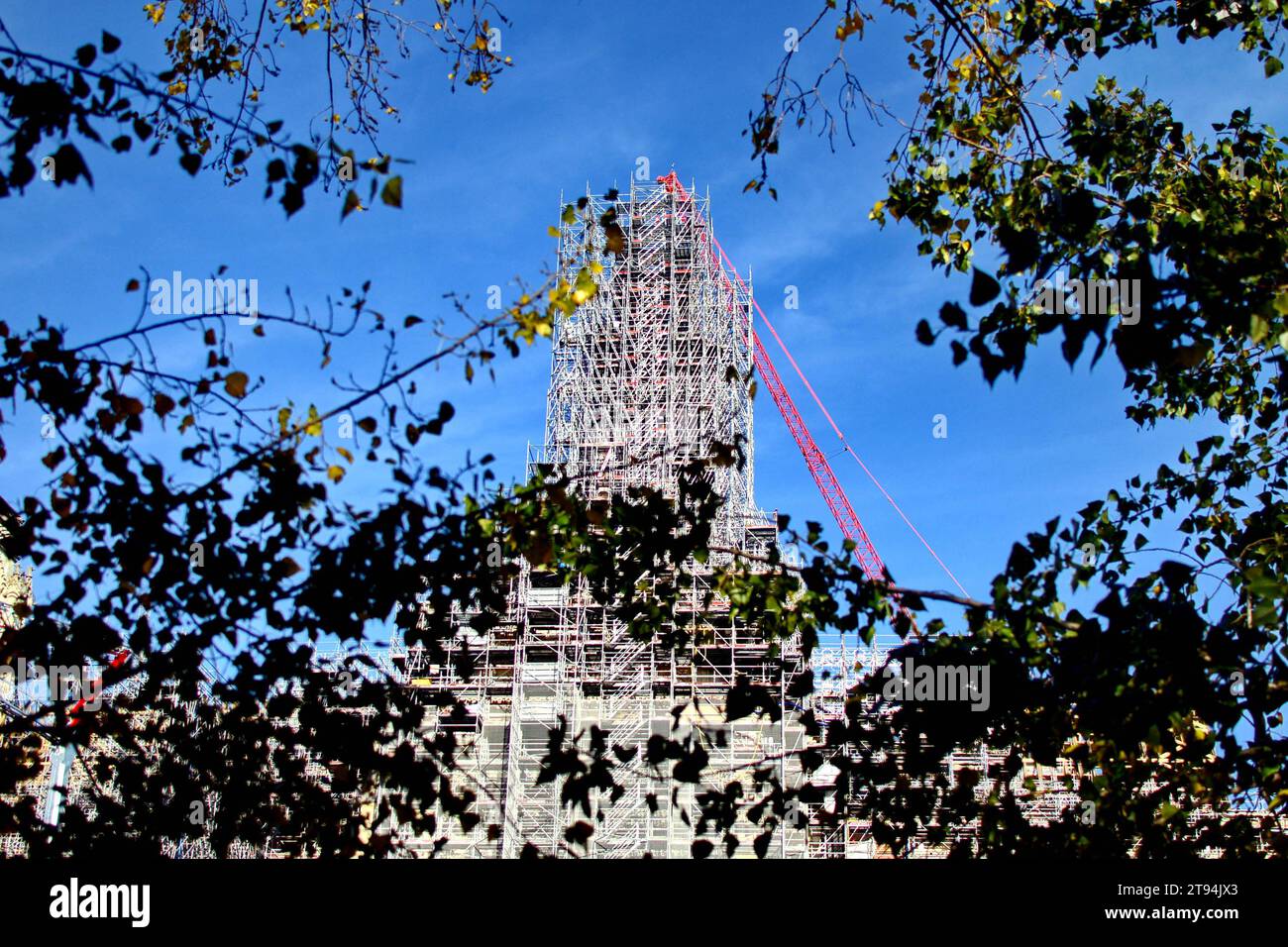 Work at the Cathedral Notre-Dame de Paris for the restoration of the ...
