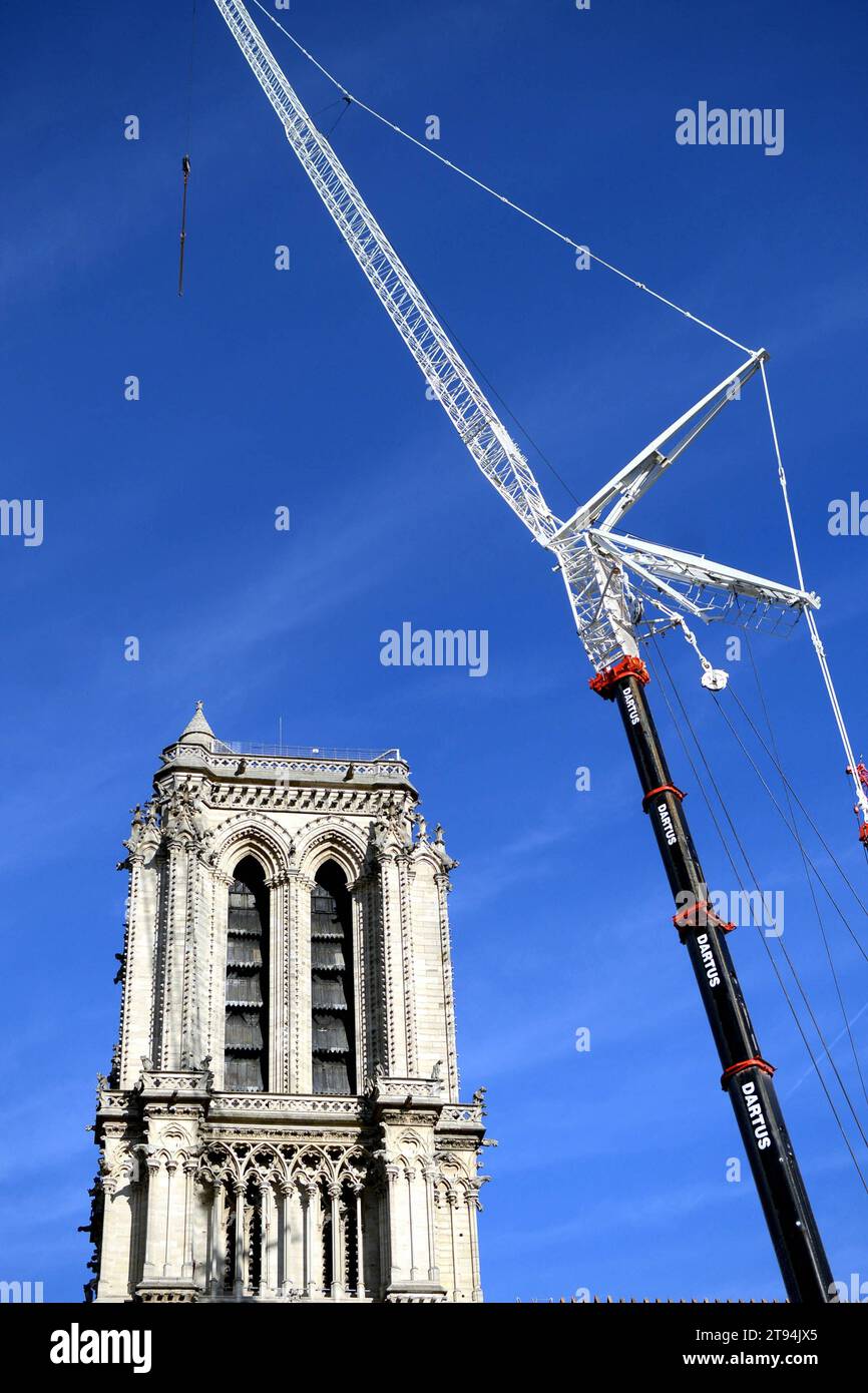 Work at the Cathedral Notre-Dame de Paris for the restoration of the ...
