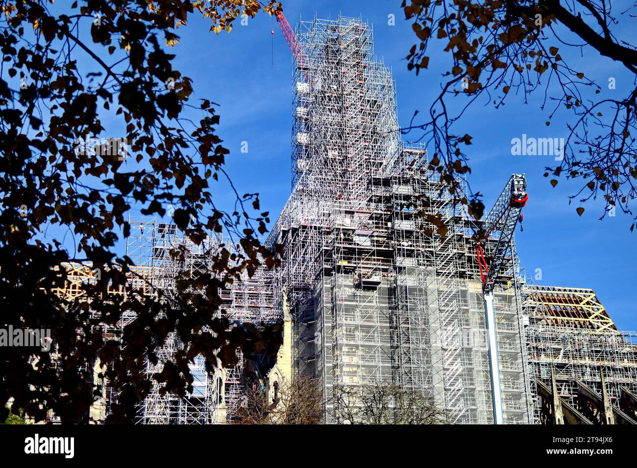 Work at the Cathedral Notre-Dame de Paris for the restoration of the ...