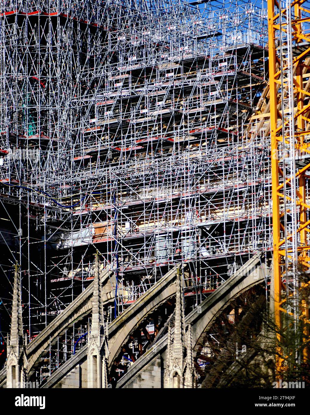Work at the Cathedral Notre-Dame de Paris for the restoration of the ...