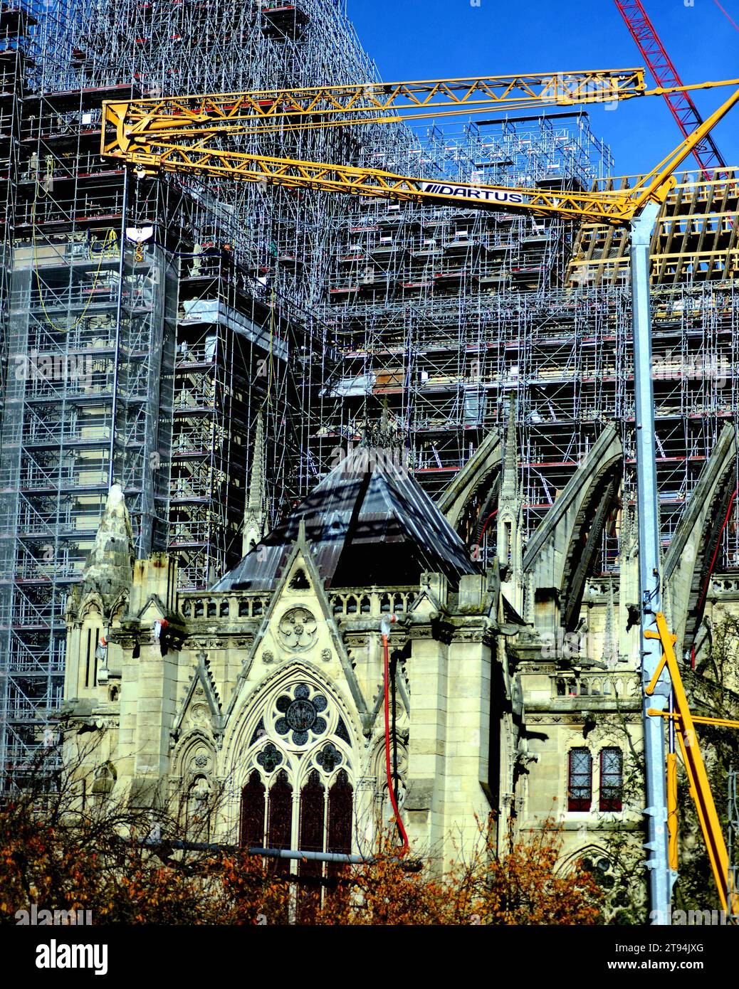 Work at the Cathedral Notre-Dame de Paris for the restoration of the ...