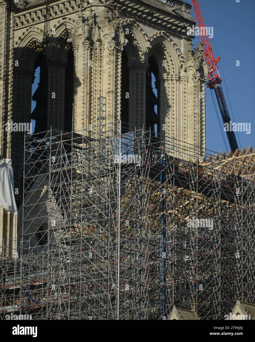 Work at the Cathedral Notre-Dame de Paris for the restoration of the ...