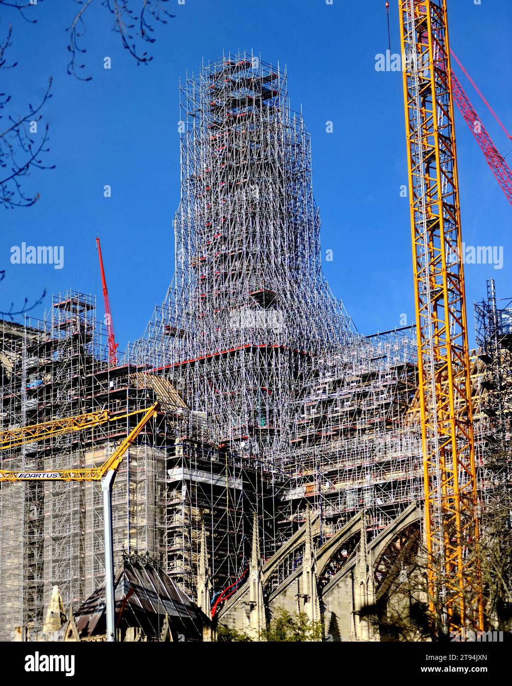 Work at the Cathedral Notre-Dame de Paris for the restoration of the ...