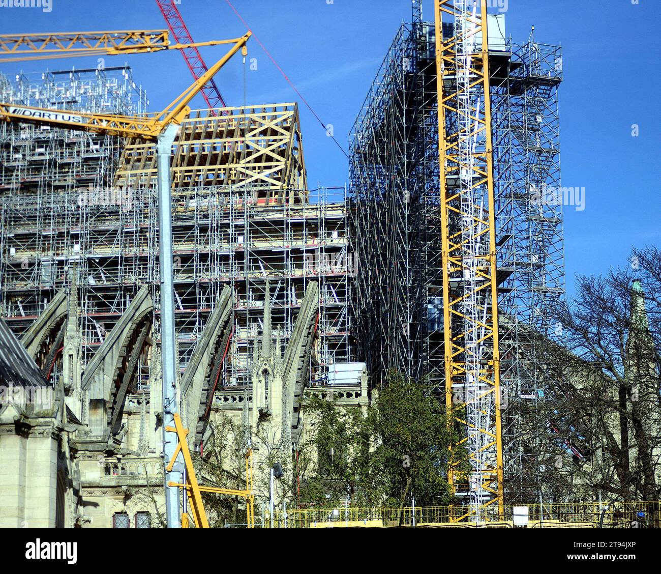Work at the Cathedral Notre-Dame de Paris for the restoration of the ...