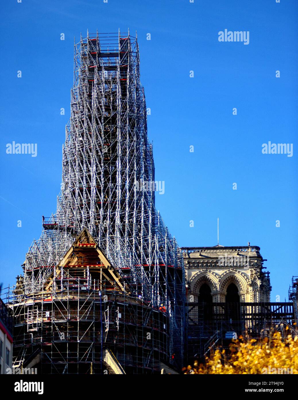 Work at the Cathedral Notre-Dame de Paris for the restoration of the ...