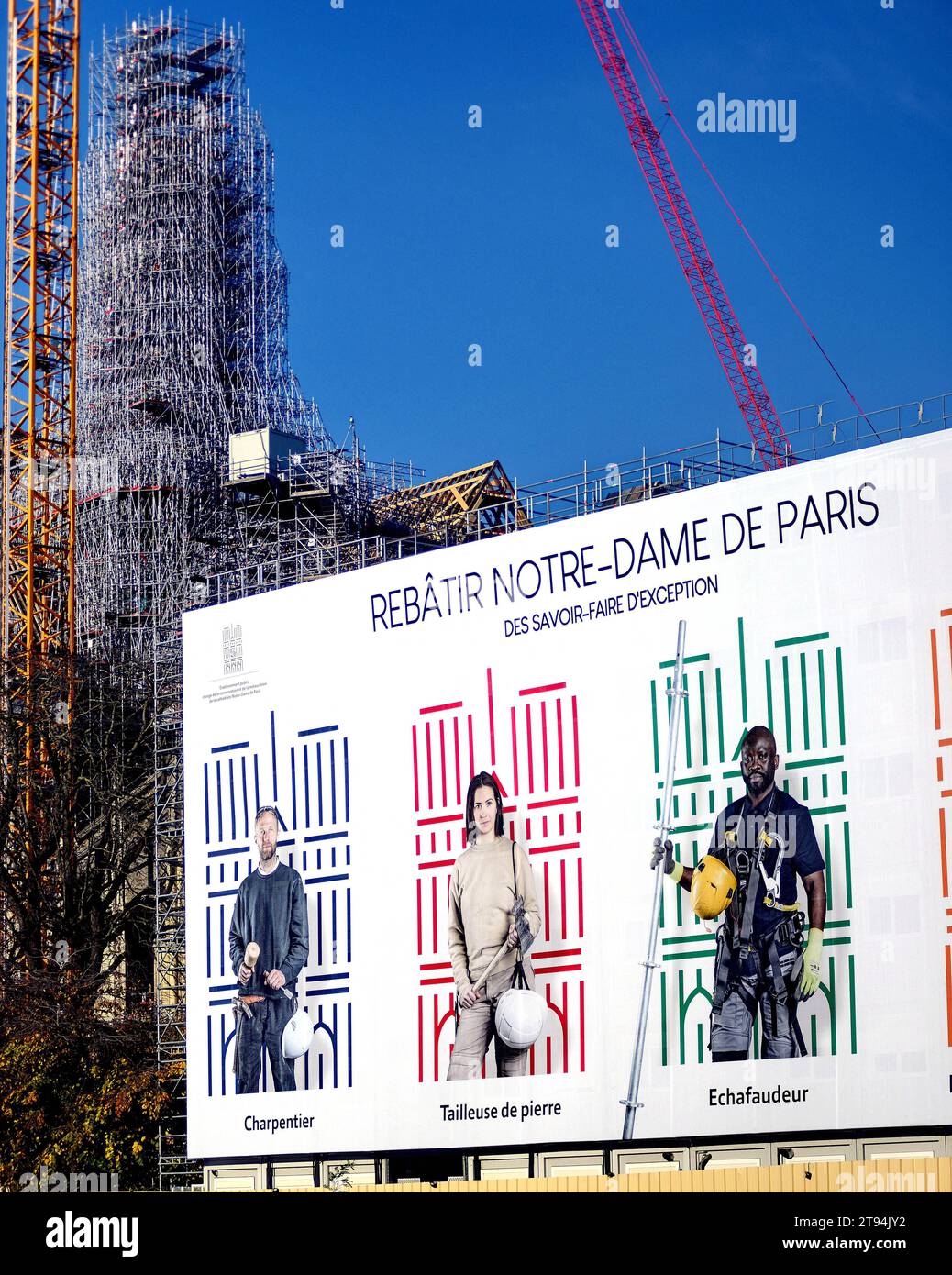 Work at the Cathedral Notre-Dame de Paris for the restoration of the ...