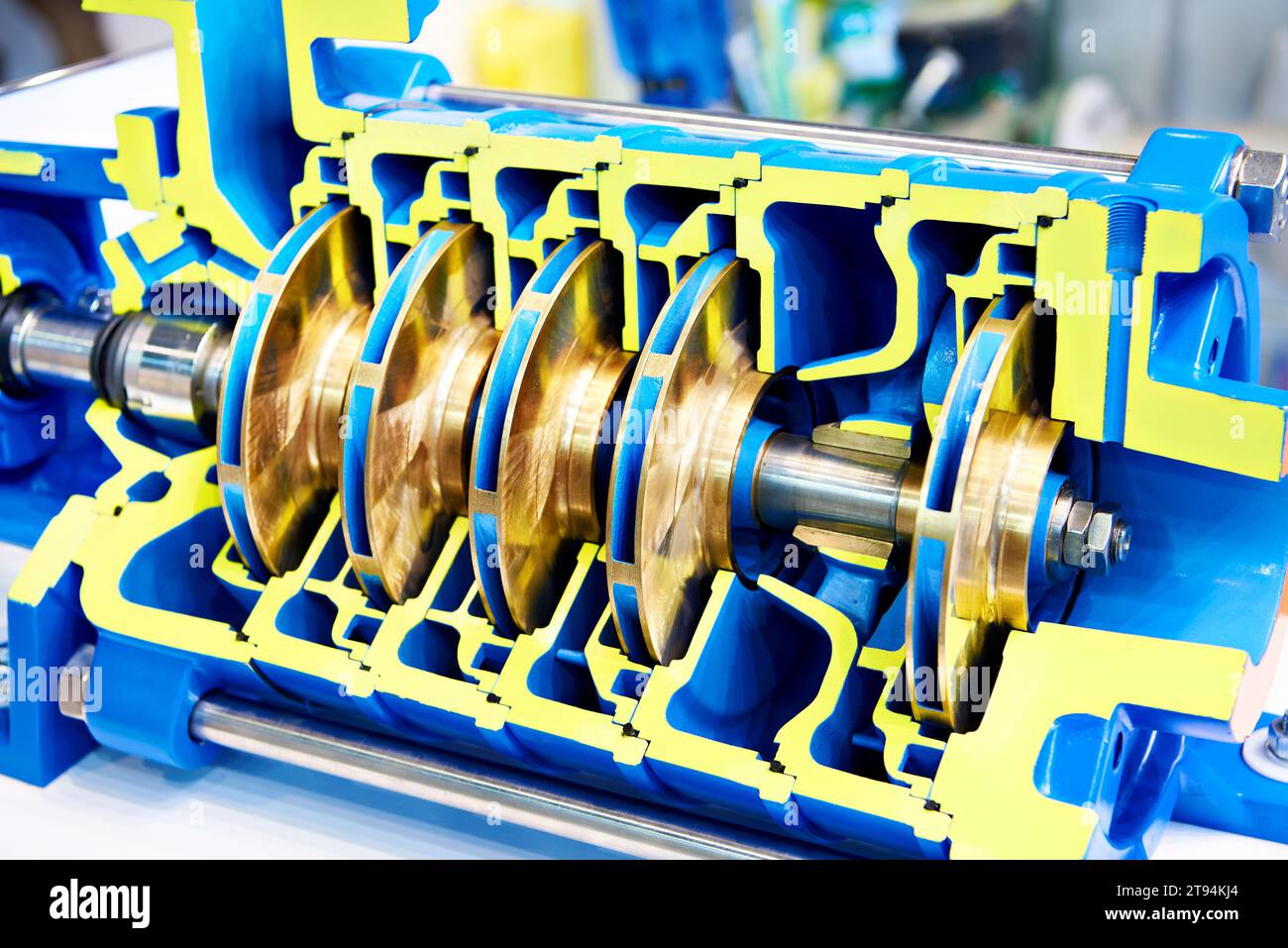 Multistage pump for water pipe cross section Stock Photo - Alamy
