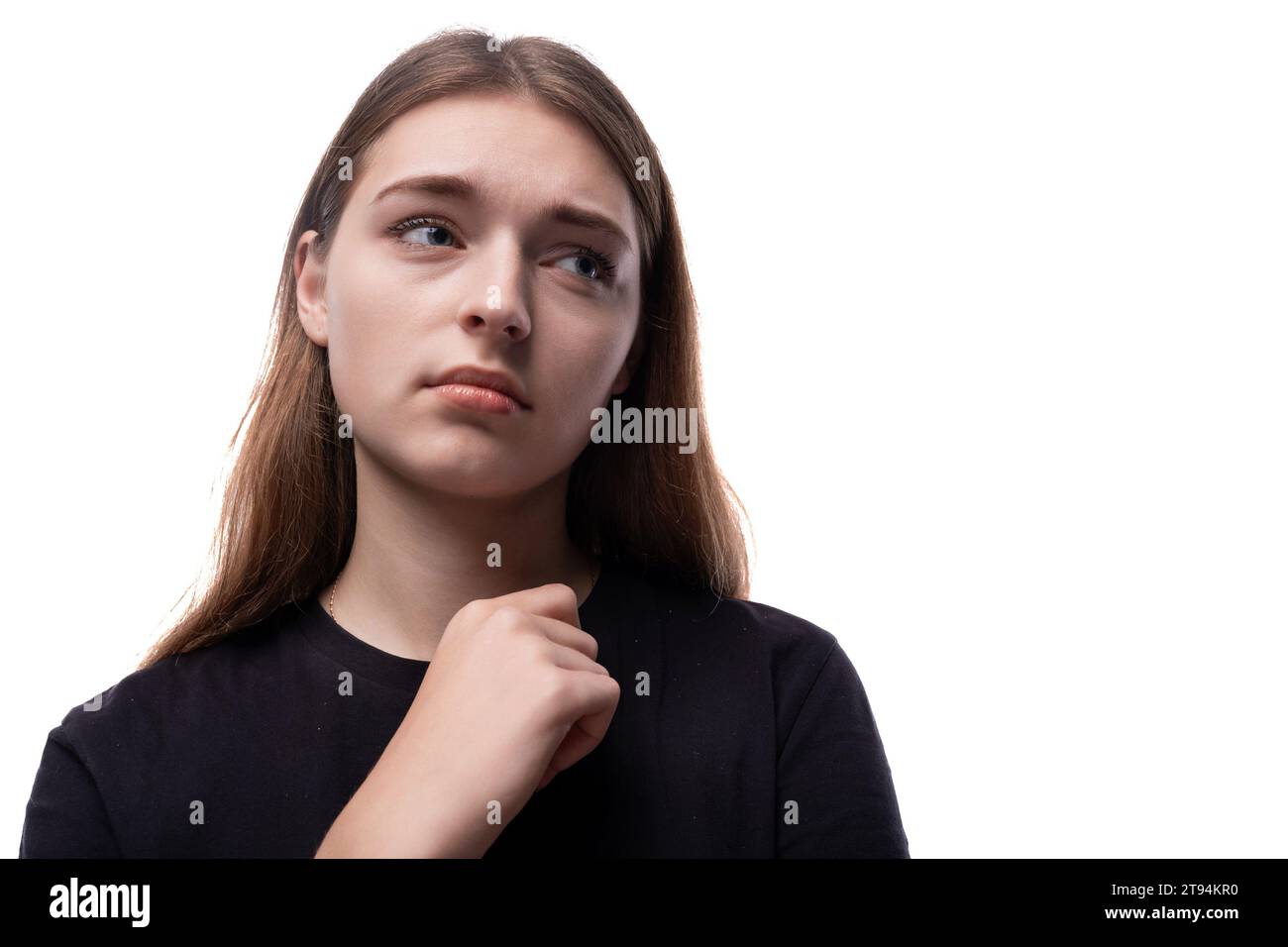 Smart 15 year old girl with brown hair close-up Stock Photo - Alamy