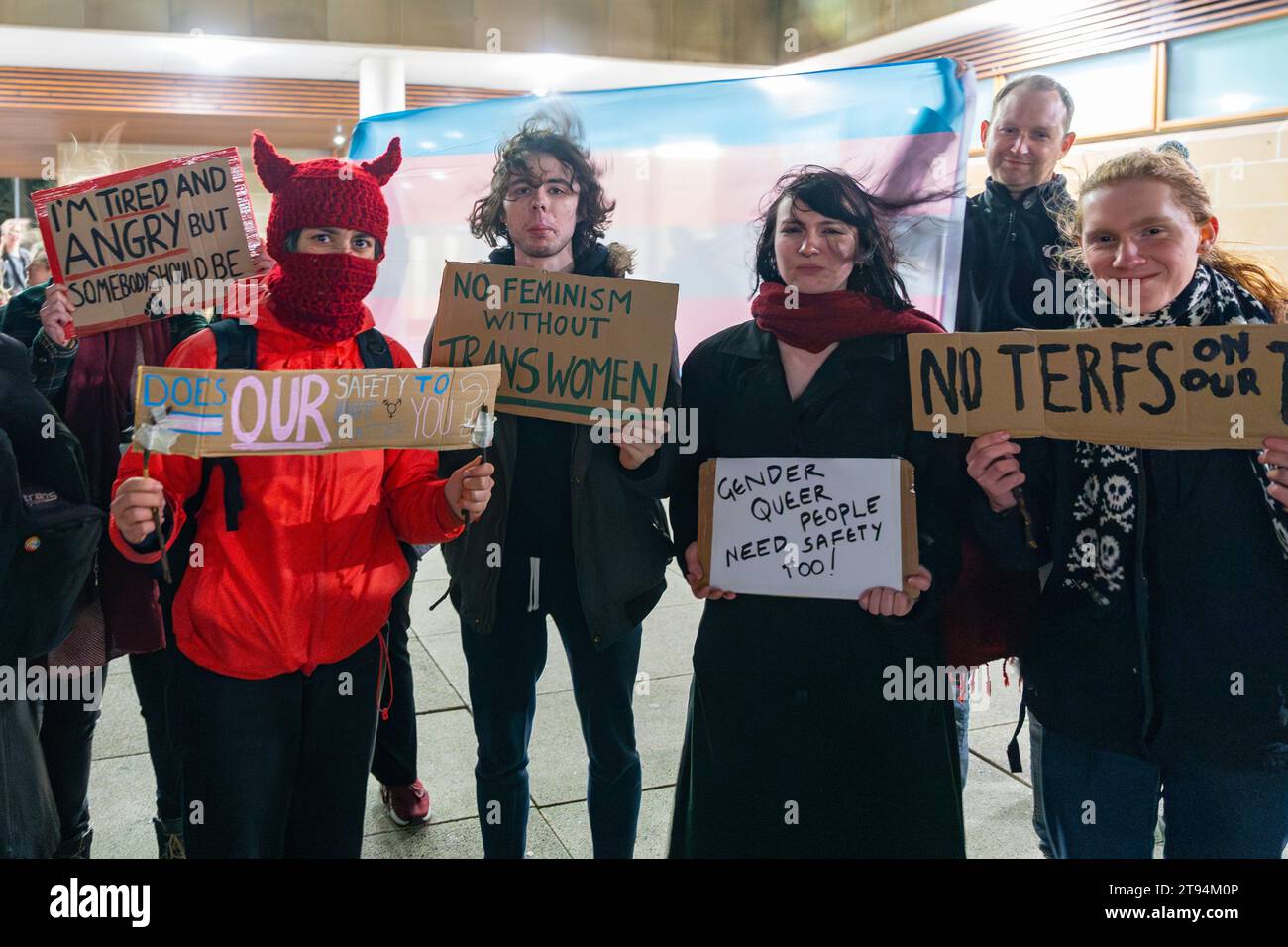 Edinburgh, Scotland, UK. 22nd November, 2023. Pro Trans demonstrators ...