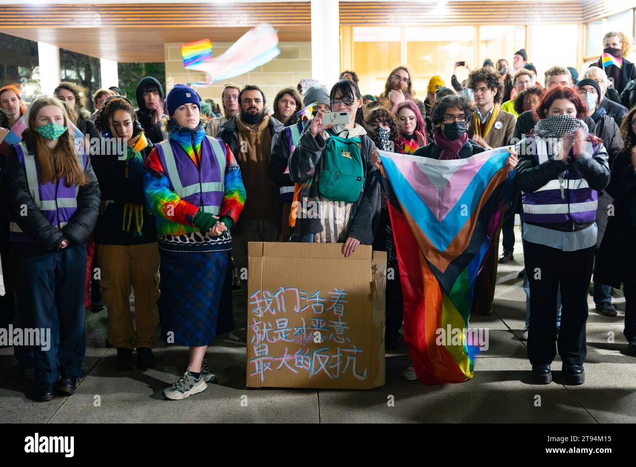 Edinburgh, Scotland, UK. 22nd November, 2023. Pro Trans demonstrators ...