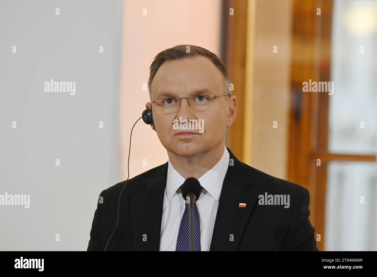 Polish president Andrzej Duda seen during a joint press conference ...