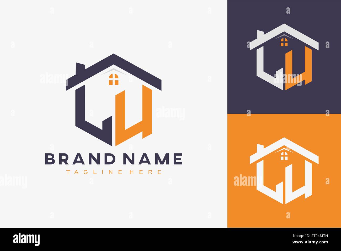 hexagon LU house monogram logo for real estate, property, construction ...