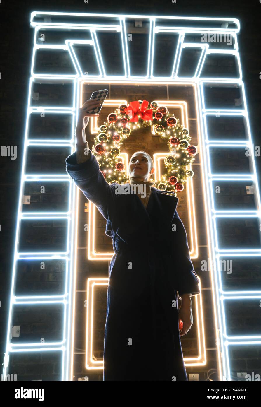 EDITORIAL USE ONLY Members of the public view the new festive three ...